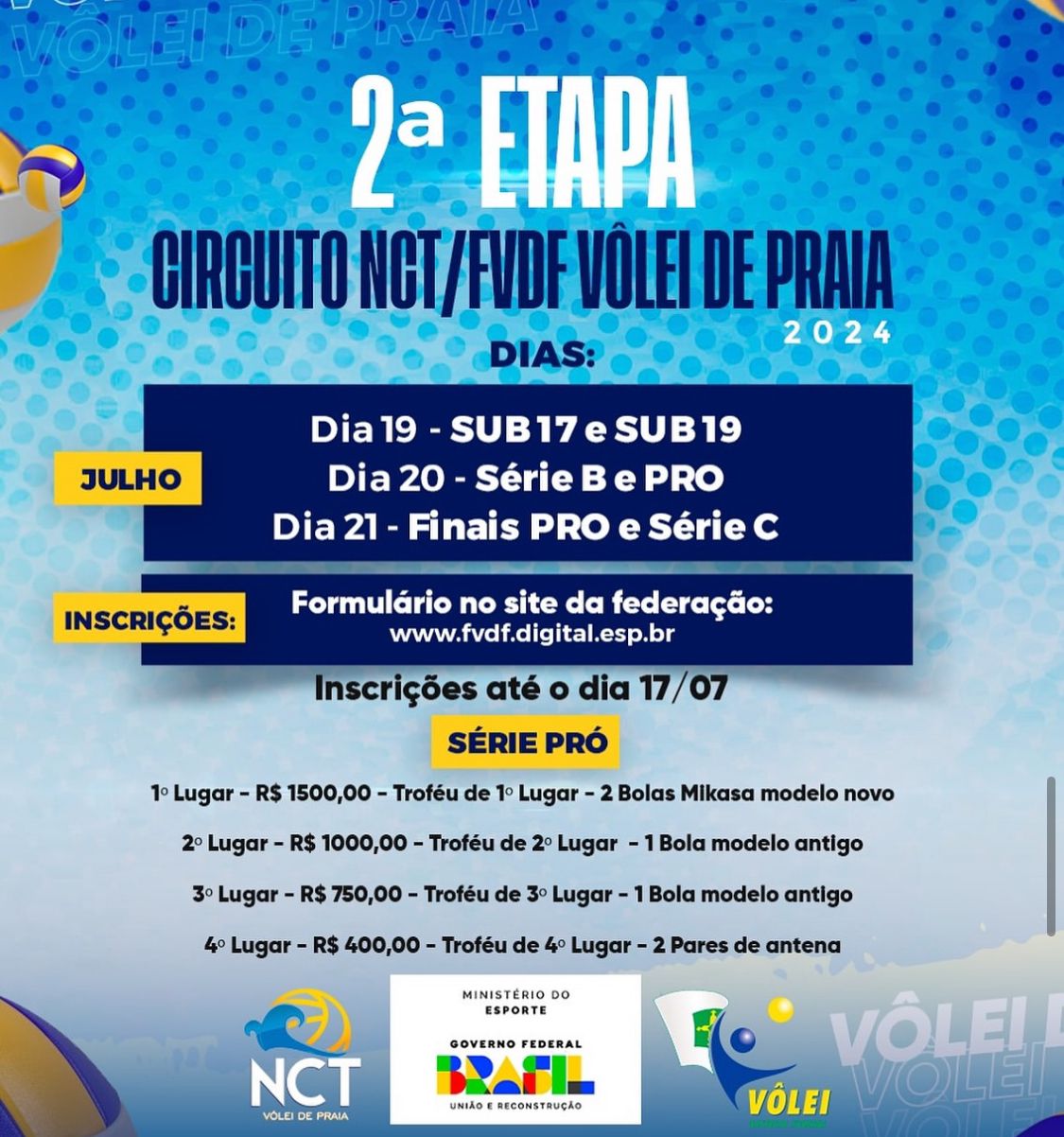 2ª Etapa do circuito NCT/FVDF de Vôlei de Praia - FVDF - INGRESSOS